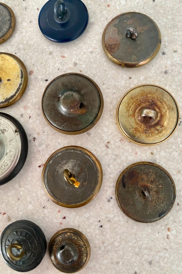 Lot of 24 Antique Military Buttons Foreign USA USMC Navy German French ...