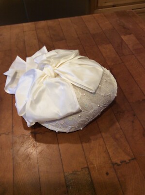 Off White Whittall and Shon Women's Wedding Veil Hat Pearls Sequins Bow ...
