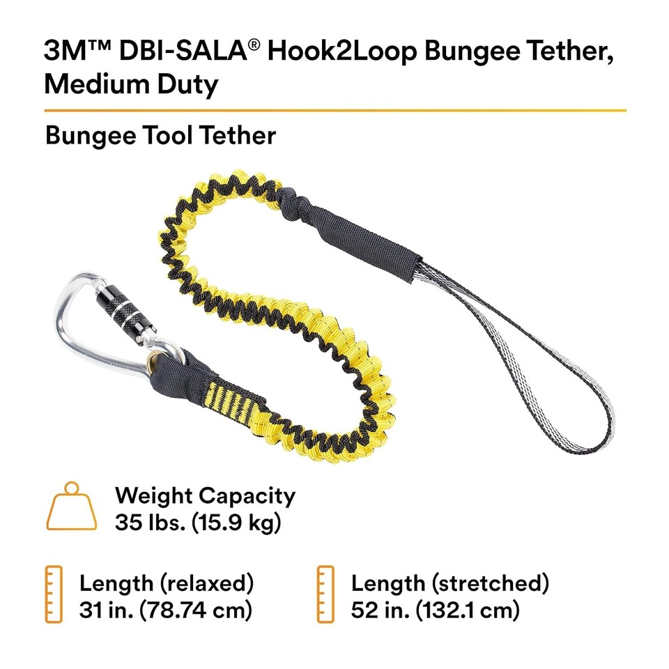 3M SALA 1500049 31”Lanyard Tool Bungee Tool Tether 35LB Capacity Hook ...