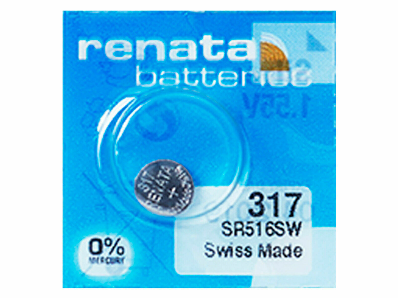Renata 317 Pila Batteria Orologio Mercury Free Silver Oxide SR516W ...