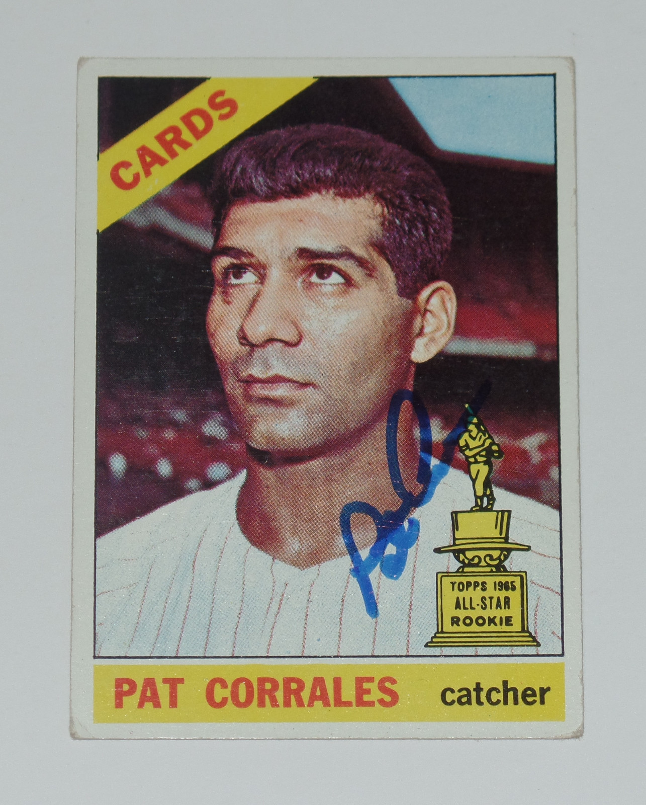 PAT CORRALES SIGNED AUTO'D 1966 TOPPS CARD #137 ST LOUIS CARDINALS REDS ...