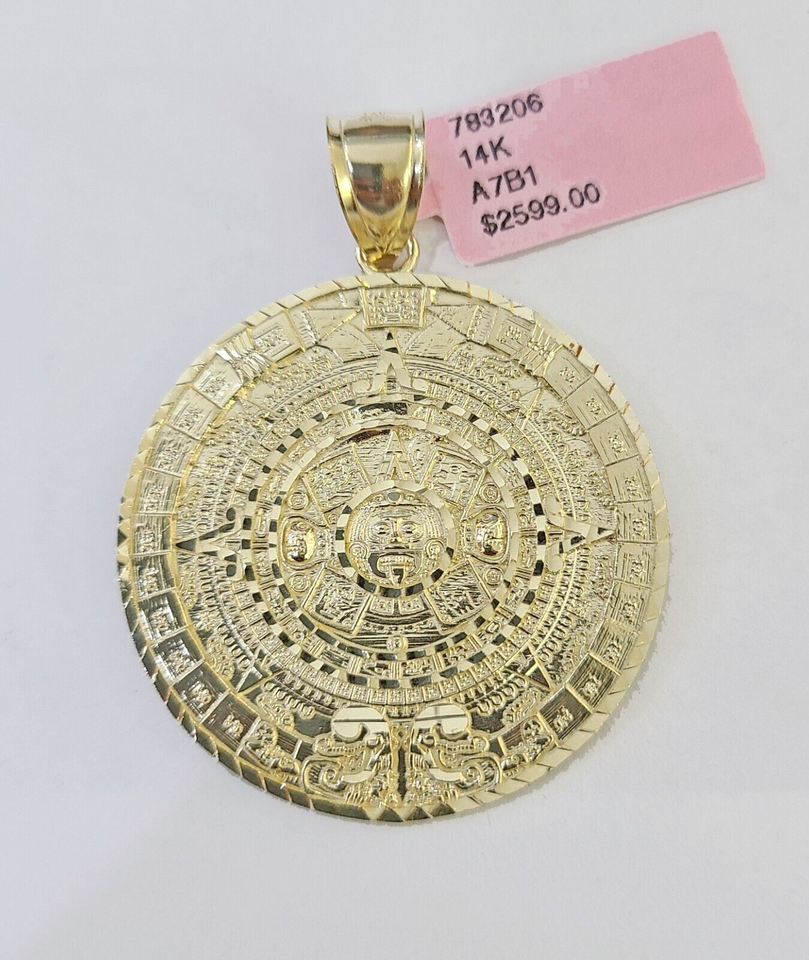Real 14k Yellow Gold Circular Mayan Calendar Pendant Charm 14kt | eBay