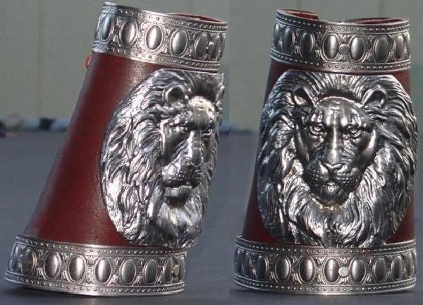 Greek Roman lion arm bracers bracer wrist guards leather iron armor ...