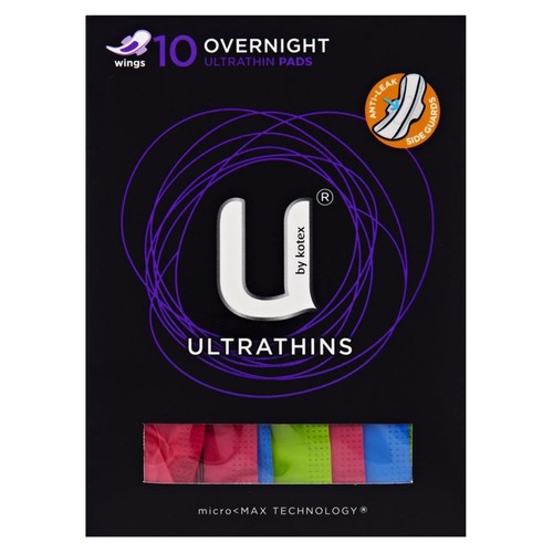 KOTEX U U/T O/NIGHT WING 10 UBK FEM U/THIN O/N WINGS BY PKT PADS ...