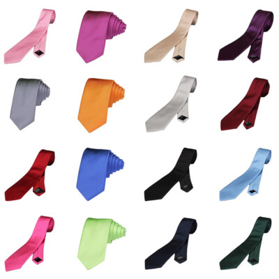 Men 6CM Skinny Stripe Solid Jacquard Woven Necktie Narrow Wedding Neck ...