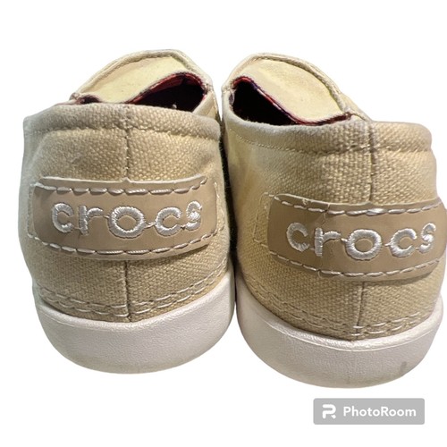 Crocs womens loafers khaki canvas comfy slip on shoes Melbourne II Size ...