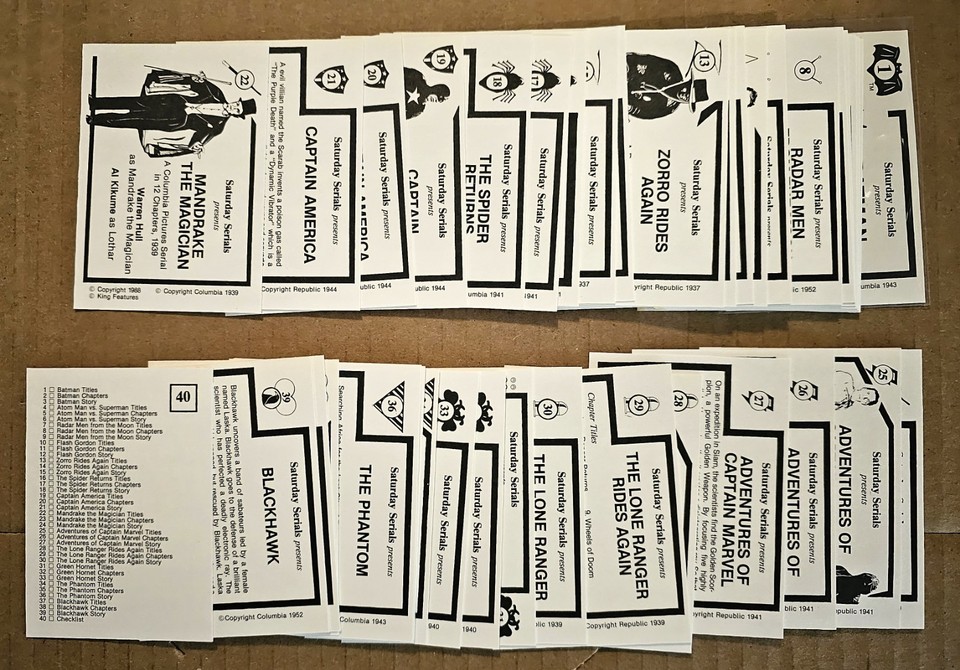 1988 Saturday Serials Set 1-40 Batman Flash Gordon Superman Captain ...