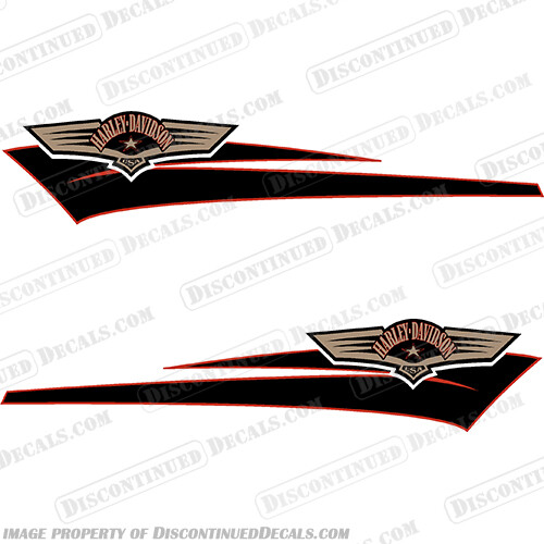 Fits Harley-Davidson Fuel Tank Motorcycle Decals-Black/Gold/Burgundy ...