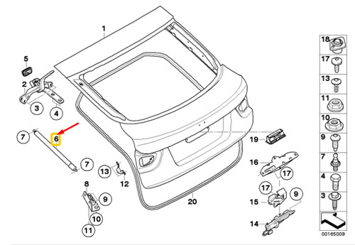 NEW OEM BMW X6 E71 REAR LID LEFT SPINDLE DRIVE 7332697 51247332697 ...