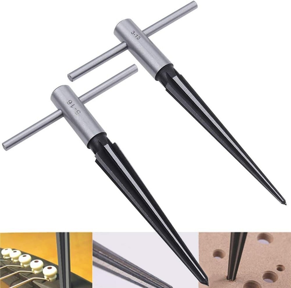 2 pcs Tapered Reamers T Handle 5 Fluted Chamfer Bridge Pin Hole Hand ...