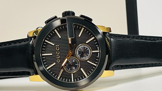 Gucci YA101203 G Chrono Wrist Watch for Men - Black for sale online | eBay