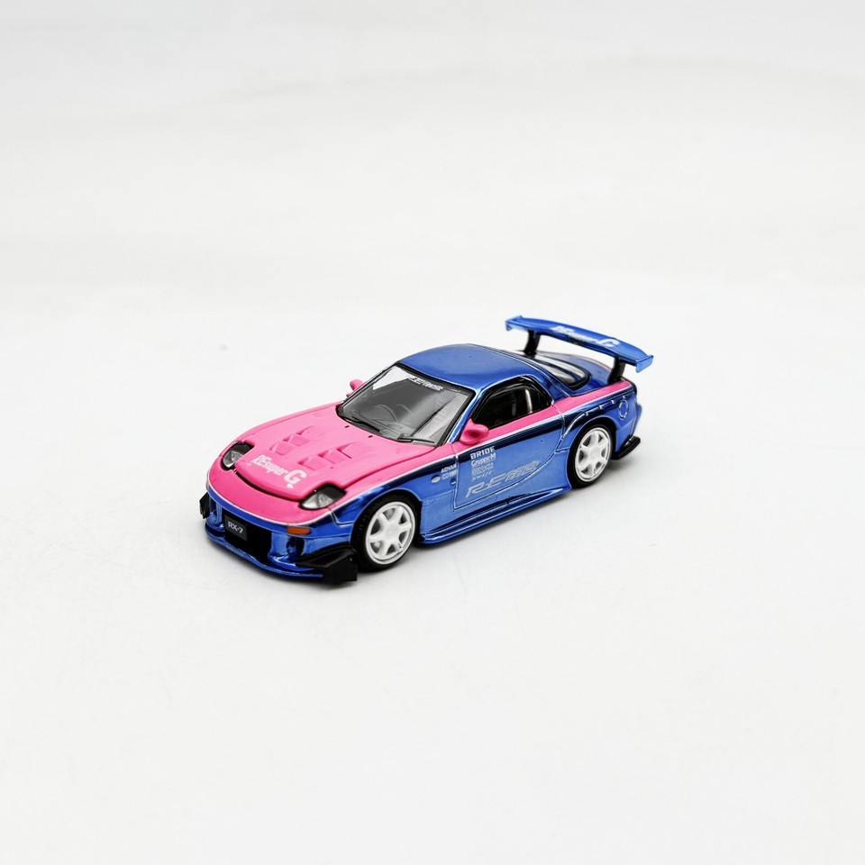 Pop Race 1:64 Mazda RX7 Re Amemiya Wide Body Chrome Blue/Pink HEC 2025 ...