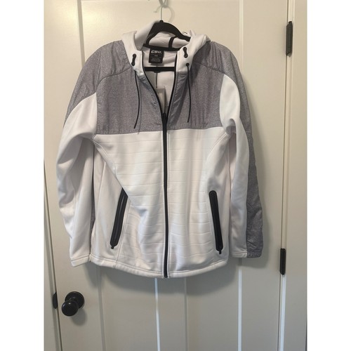 CSG Full Zip Hoodie Jacket with Pockets Activewear White Gray Mens ...