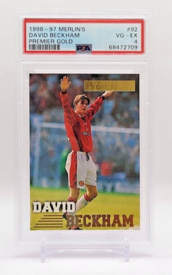 David Beckham PSA 4 EX 1996-97 Merlin Premier Gold #92 Rookie RC GOAT ...