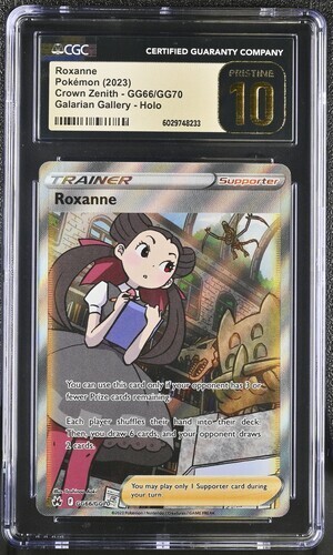 CGC 10 Pristine Roxanne GG66/GG70 Secret Rare Full Art Pokemon Trainer ...