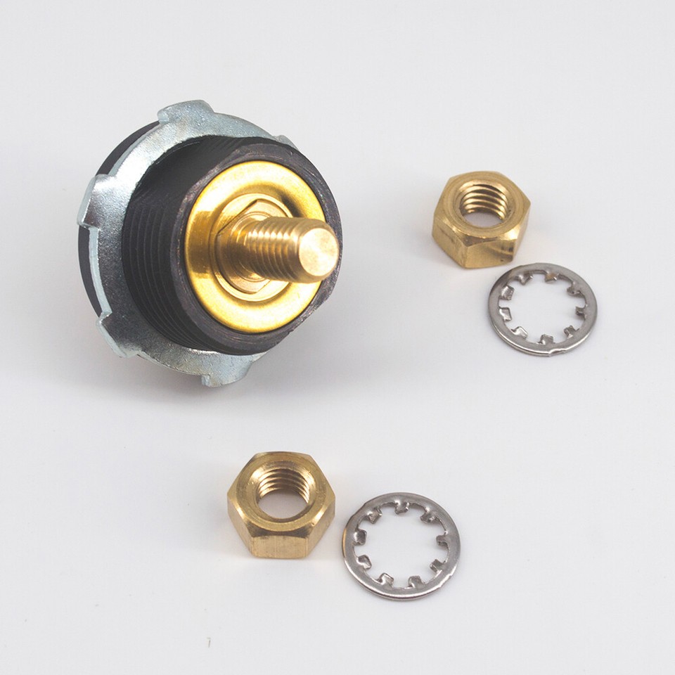 Blk Battery Terminal Bulkhead Feed-Thru Panel Negative Connector Post 3 ...