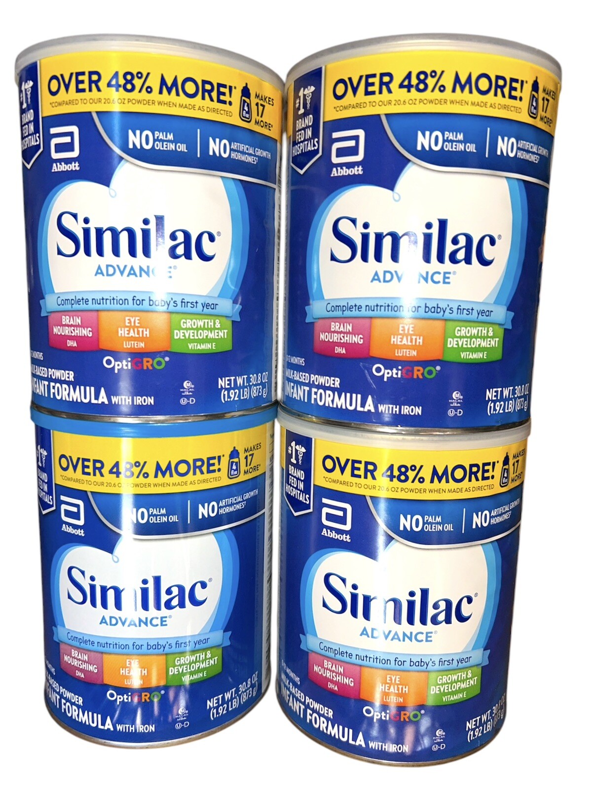 4 Cans Similac Advance OptiGRO Infant Baby Formula - 30.8oz (READ ...