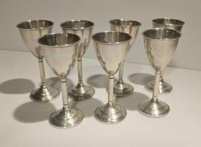 7 National Silver Co. Sterling Goblets / Wine Cups, Weighted 8.2 oz Of ...