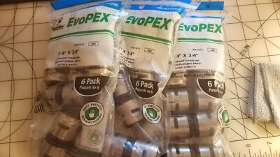 Bargain lot 3 packs of 6 each 3/4 x 3/4 Sharkbite EvoPex Couplers. Free ...