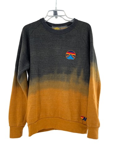 Aviator Nation M Gray & Orange Dip-Dye Sweatshirt Mountain Patch | eBay