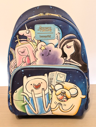Loungefly Adventure Time Characters Group Shot Glee Dark Blue Mini ...