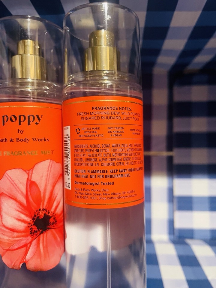 Bath & Body Works POPPY 8oz Fine Fragrance MIST Full Size New X 2 ...