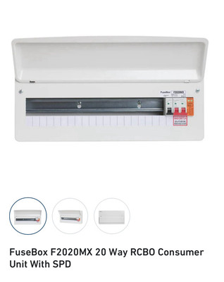 Fusebox 20-Way RCBO Consumer Unit with SPD F2020MX | eBay UK