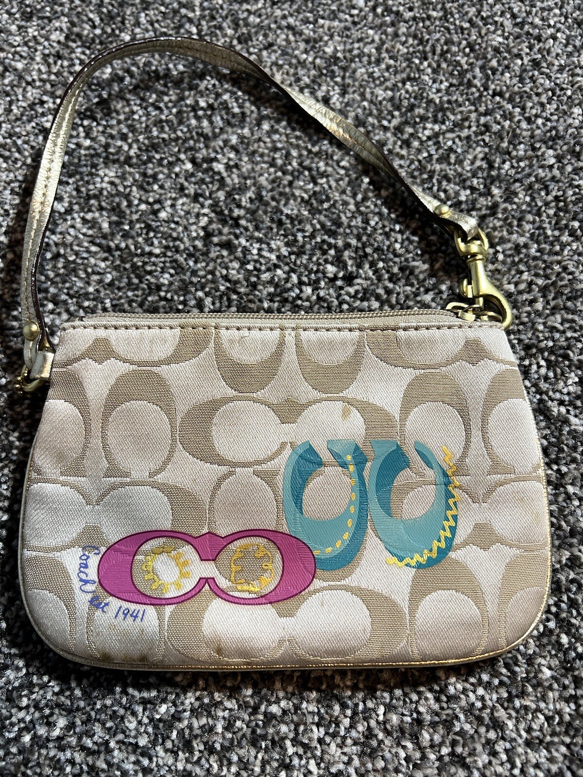 Coach C Logo Older Style Golf Hardware Wristlet - Gem