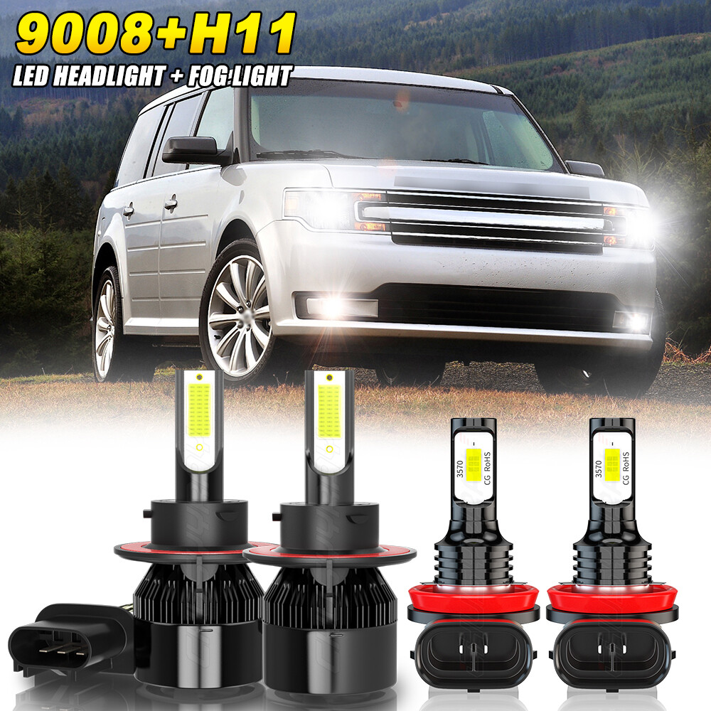 For Ford Flex 2009-2018 LED Headlight High/Low + Fog Light Bulbs 9008 ...