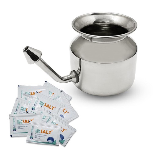 Pot ayurvédique SS Jala Neti pour la congestion des sinus avec 10 ...
