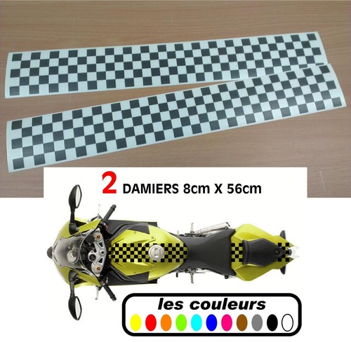 Stickers BLANC MAT moto damier autocollant - 2 pièces - café racer ...