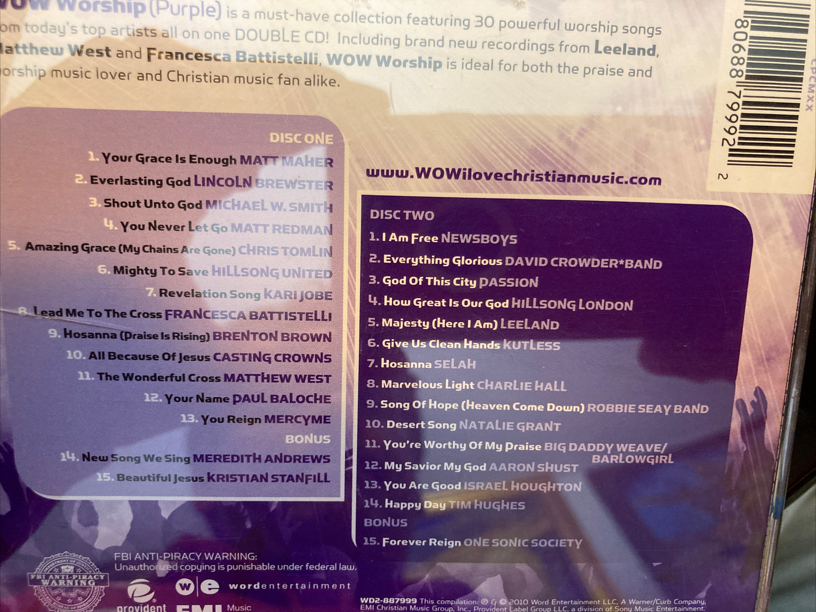 WOW Worship [Purple] Various Artists 2 CDS 30 Songs Bonus Casting ...