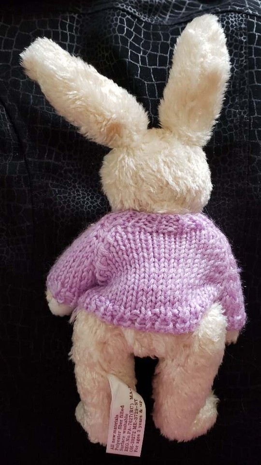 Vintage Hugfun Plush Off White Bunny Rabbit In Purple Knit Sweater ...