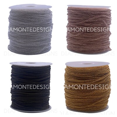 1m - FINE PLATED CURB CHAIN 3mm x 2mm ROSE GOLD SILVER BRONZE JEWELLERY ...