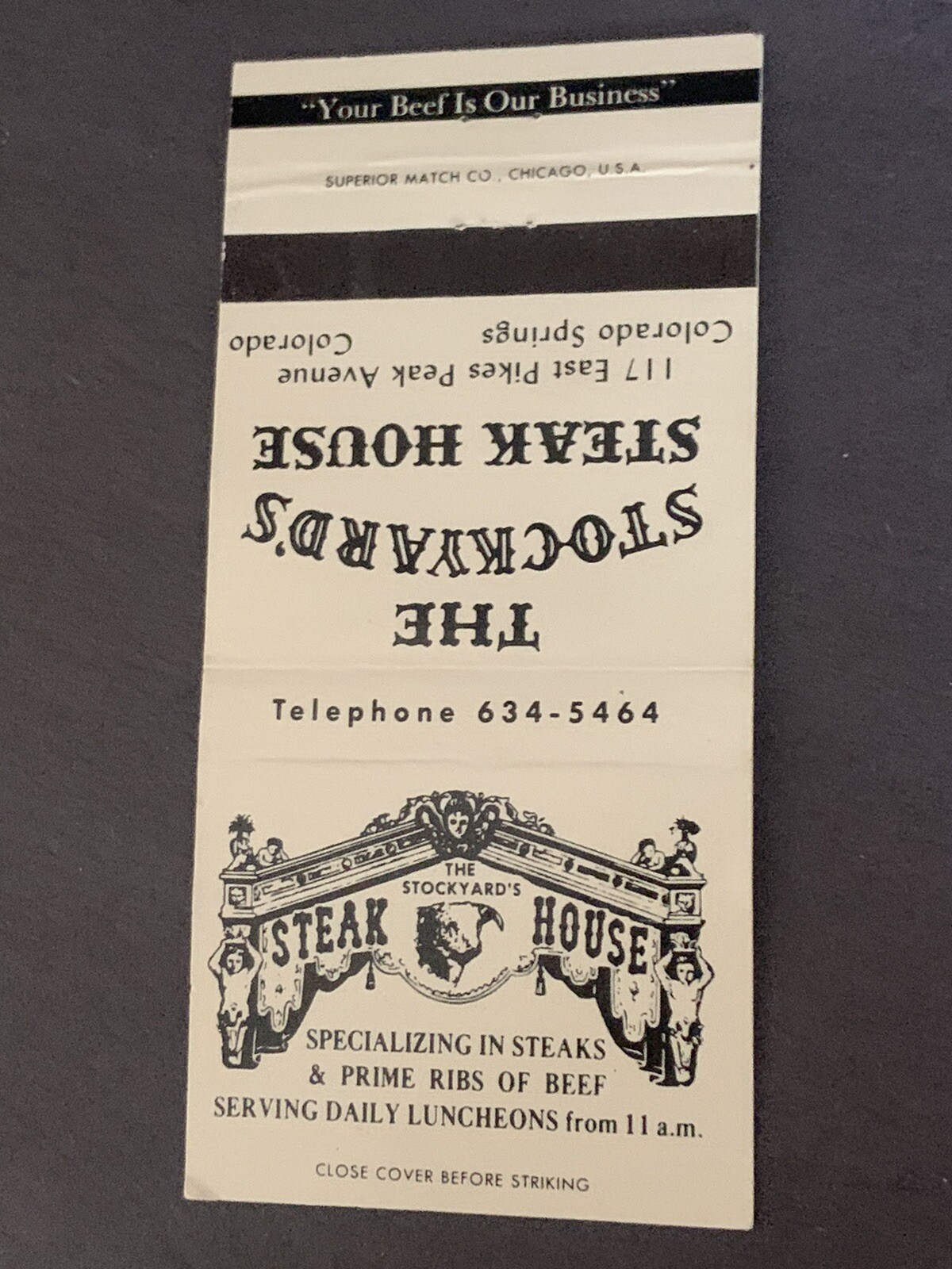 Vintage Colorado Matchbook: “The Stockyards Steakhouse” Colorado ...