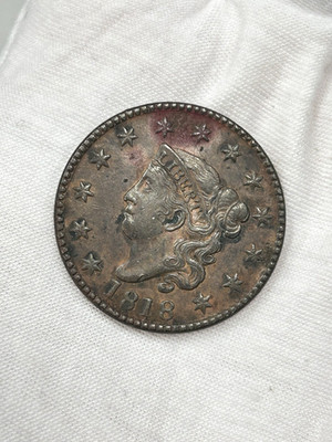 1818 Coronet Matron Liberty Head Large Cent 1C One Penny US Type Coin ...