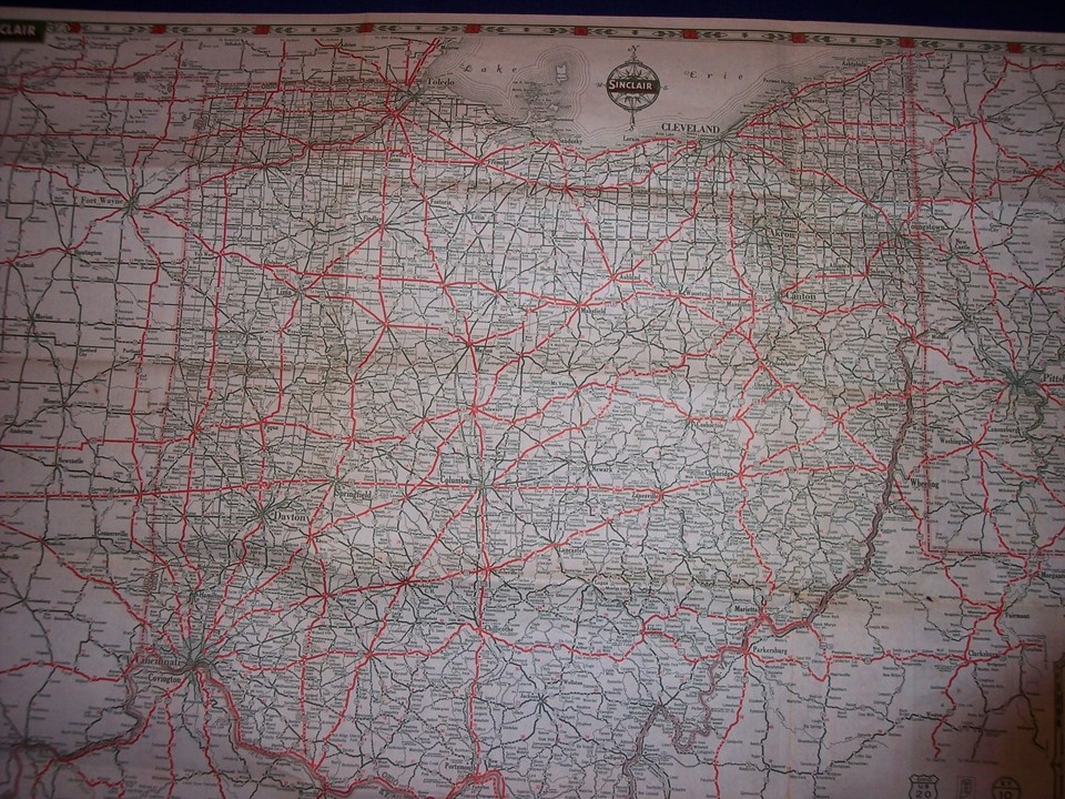 Vintage 1933 Sinclair Ohio Road Map | eBay