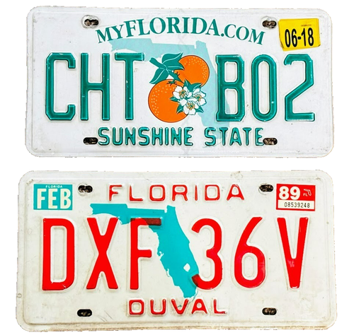 FLORIDA LICENSE PLATE lot of 2 Expired Vintage Metal Auto Vehicle Car ...
