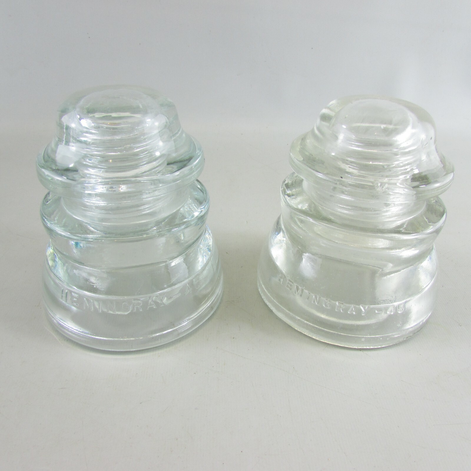 Lot of 2 Hemingray 45 Clear Glass insulators railroad | MANY AVAILABLE ...