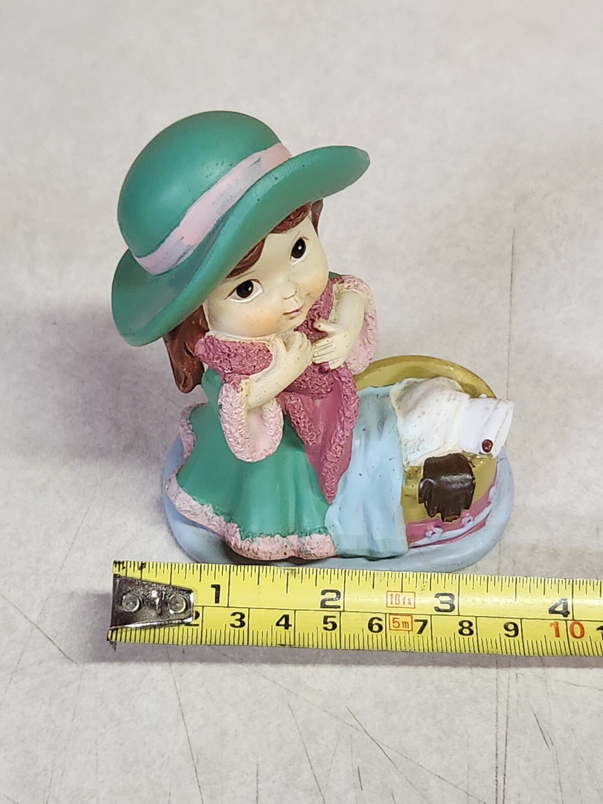 Tender Times Little Girl Figurine 5" Tall - Green Dress & Hat | eBay