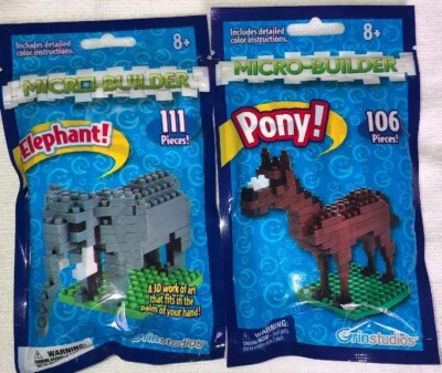 Micro Builder Elephant Micro Builder Pony GRIN STUDIOS 2 pc Lot Brand New | eBay