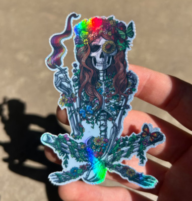 Trippy Skeleton Girl Sticker Waterproof Vinyl Decal 420 Cannabis Theme ...