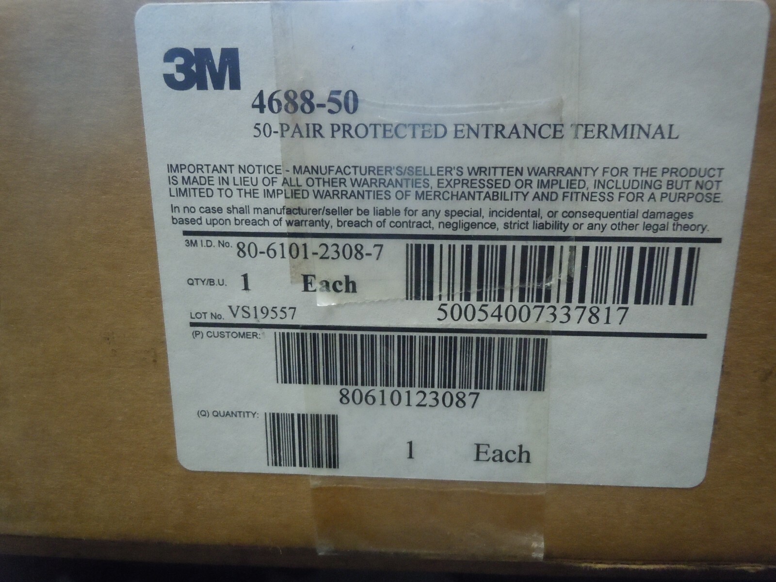 3M 4688-50 (80-6101-2308-7) 50 Pair Protected Entrance Terminal | eBay
