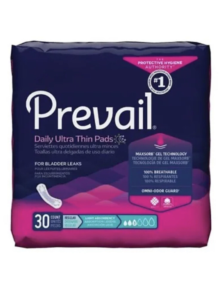 Prevail Daily Ultra Thin Pads Maxsorb Incontinence Bladder Leaks 30 pkg ...