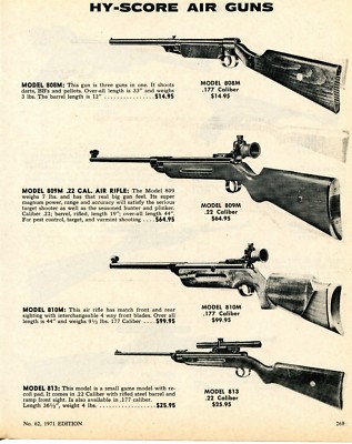1971 Print Ad of Hy-Score Model 808M, 809M, 810M, 813 BB Pellet Air Gun ...