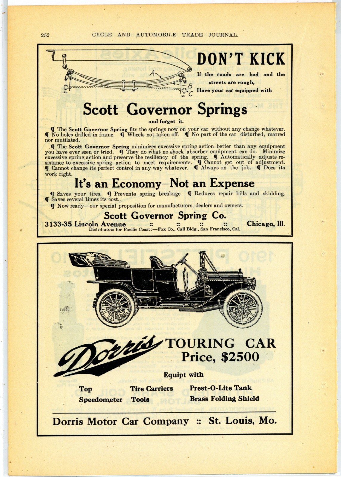 1910 Dorris Motor Car Co. Ad: Touring Car Model - St. Louis, Missouri ...
