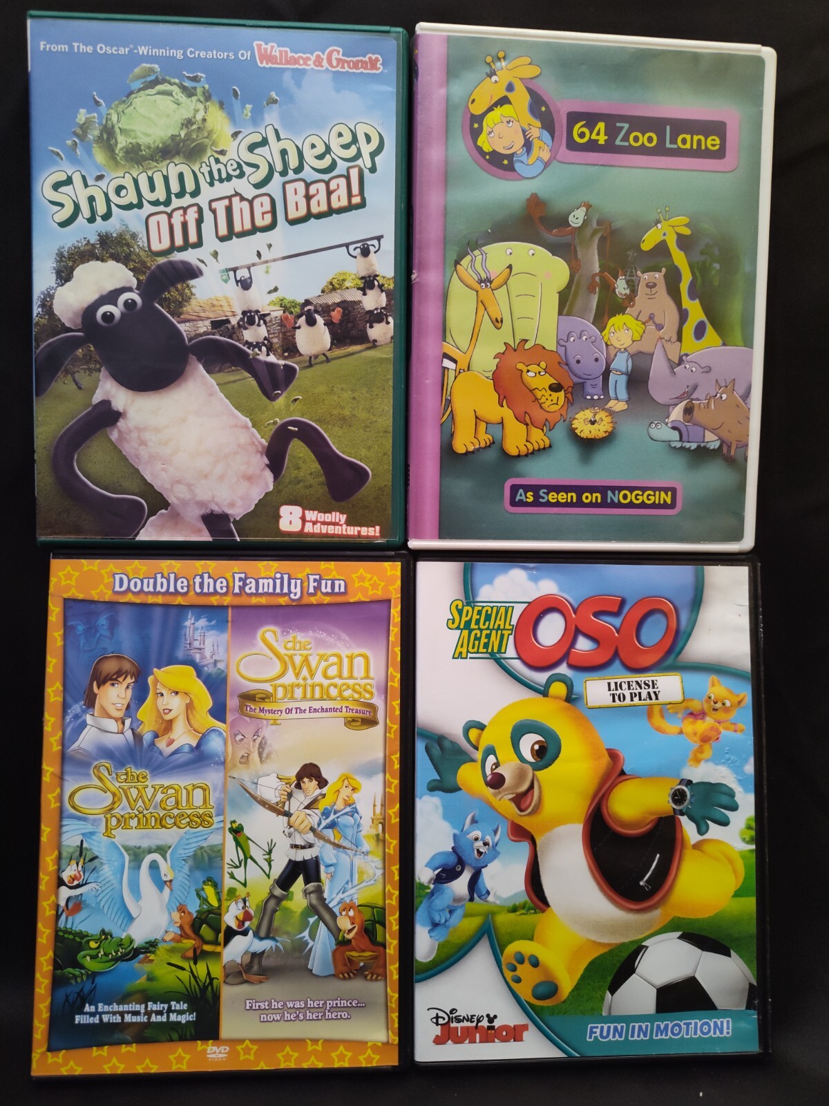 lot of 4 Childrens DVDs; Shawn The Sheep, 64 Zoo Lane, Swan Princess ...
