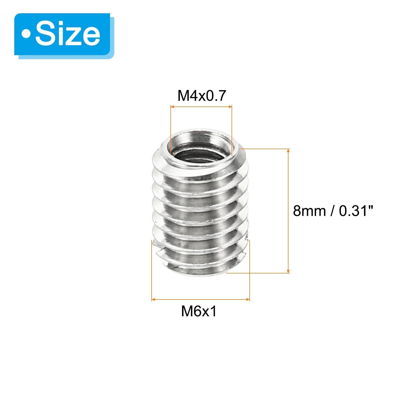 Thread Adapter Sleeve Reducing Nut Insert 20pcs M6x1 Male M4x0.7 Female ...