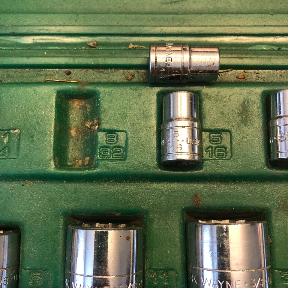 S-K Partial 3/8 1/4 inch SAE Drive Socket Set Green Plastic Case | eBay