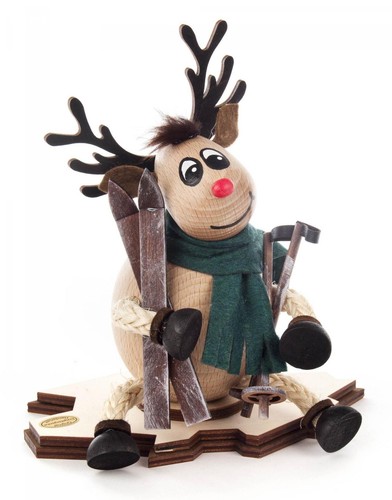 Smoking figure smoking elk Lars with ski WxHxD 15x15.9x9.5cm NEW smoker ...